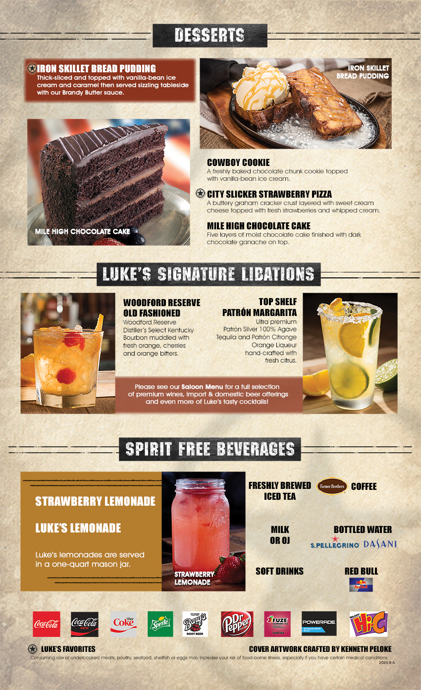 Cool Hand Luke's Steakhouse Menu | Lunch & Dinner