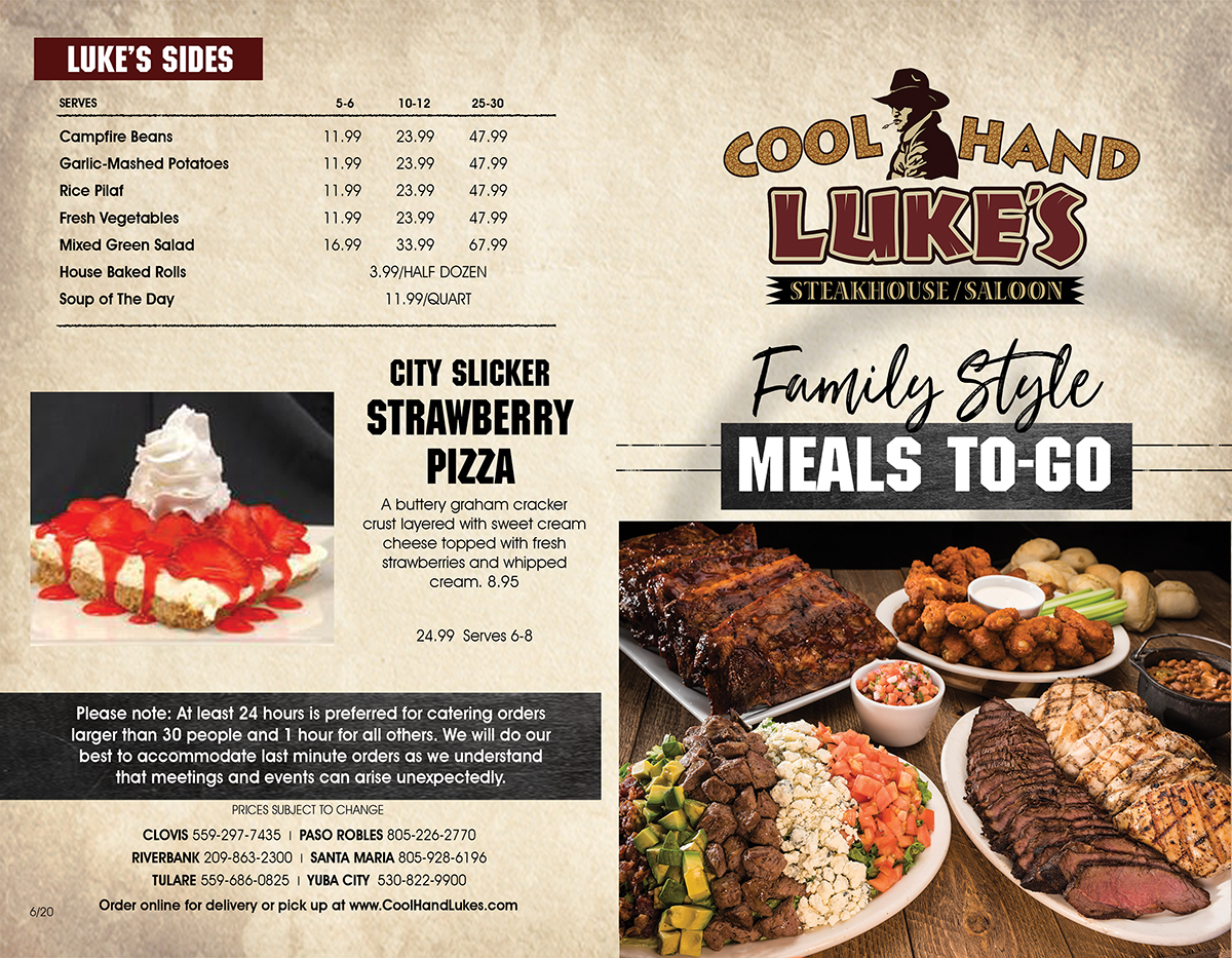 Cool Hand Lukes : Menus